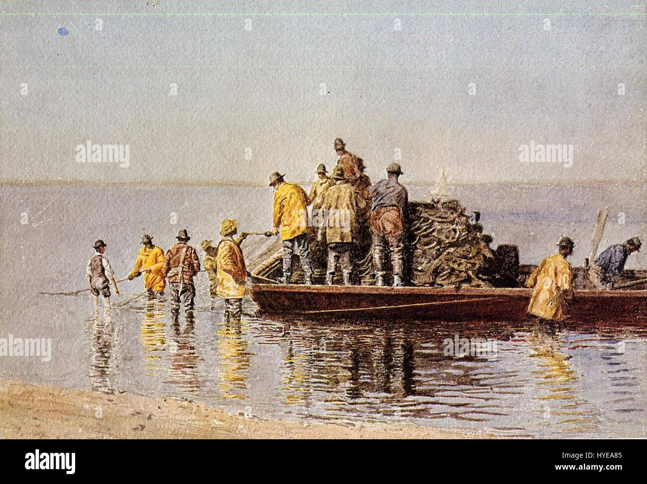 Thomas Eakins' painting 'Taking up the Net' shows a dynamic scene from ...