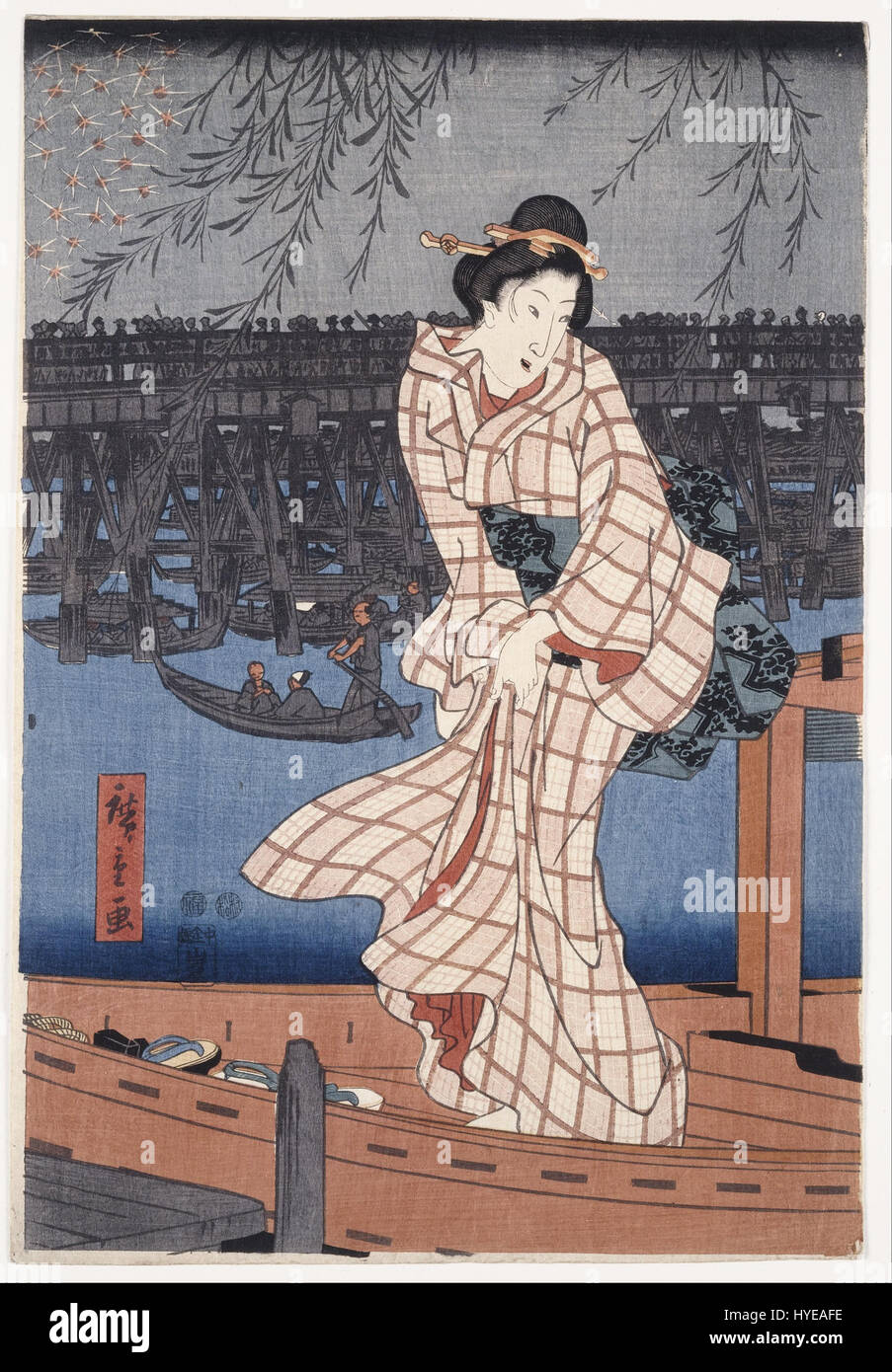 'Evening on the Sumida River' is a famous ukiyo-e woodblock print by ...