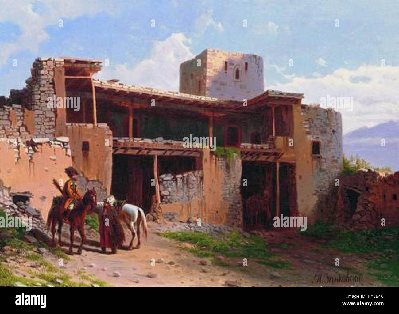 Zankovsky's painting 'Shamil Saklia' captures a historical scene from ...
