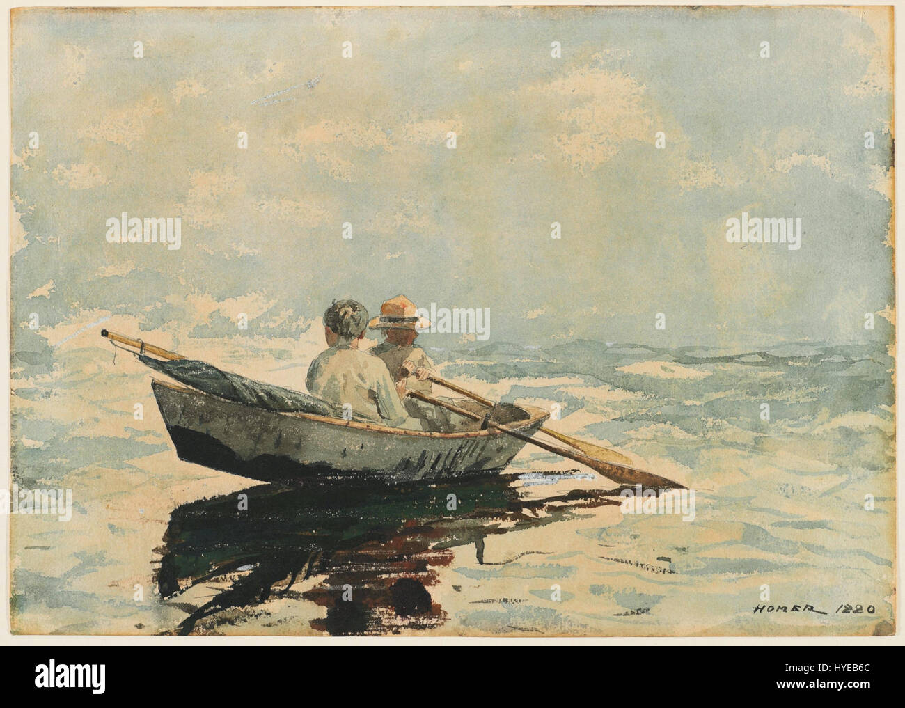 Winslow Homer’s 'Rowboat' captures a serene scene of a lone figure in a ...