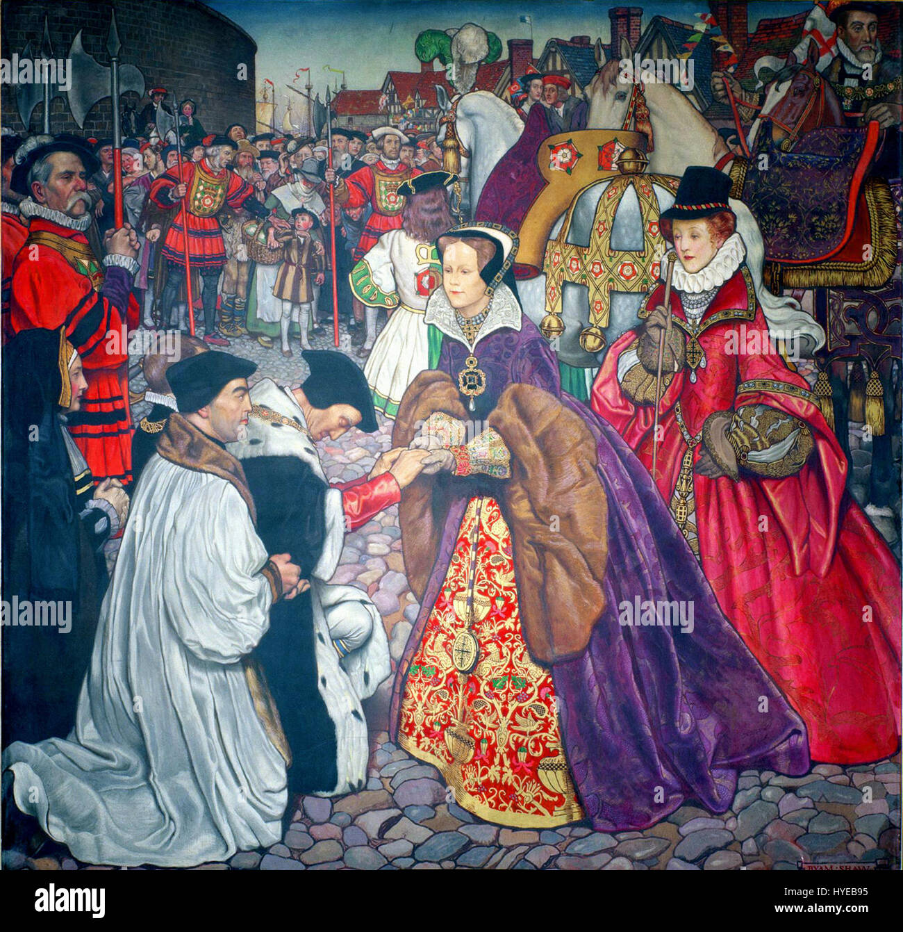 This painting depicts the royal procession of Mary I's entry into ...