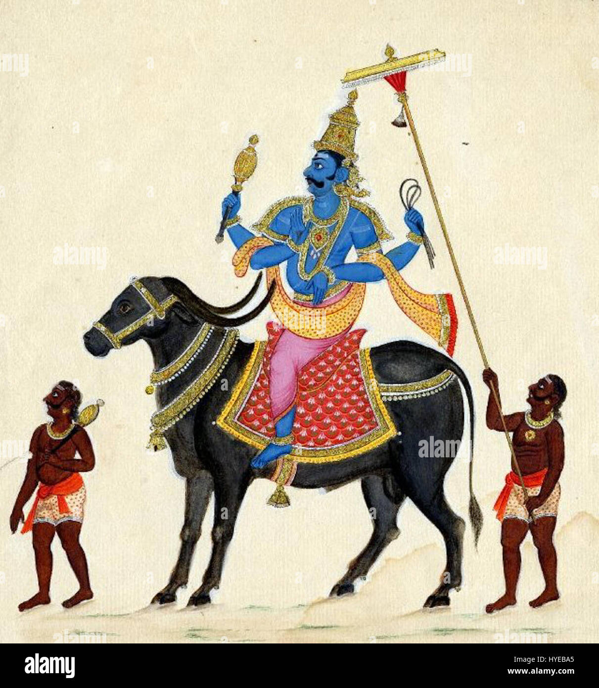 'Yama on Buffalo' depicts the Hindu god Yama, the god of death, riding ...