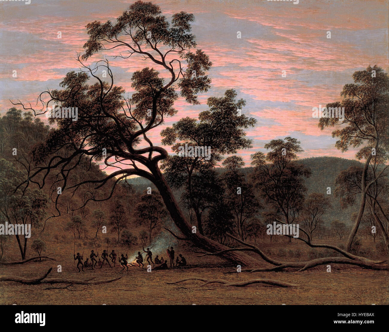 This artwork by John Glover depicts a corroboree, a traditional ...