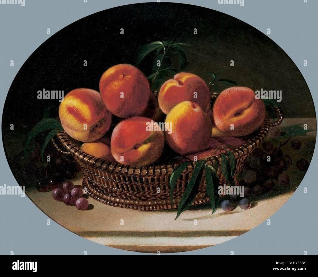 'A Basket of Peaches' by Edward Edmondson, Jr. is a still life painting ...