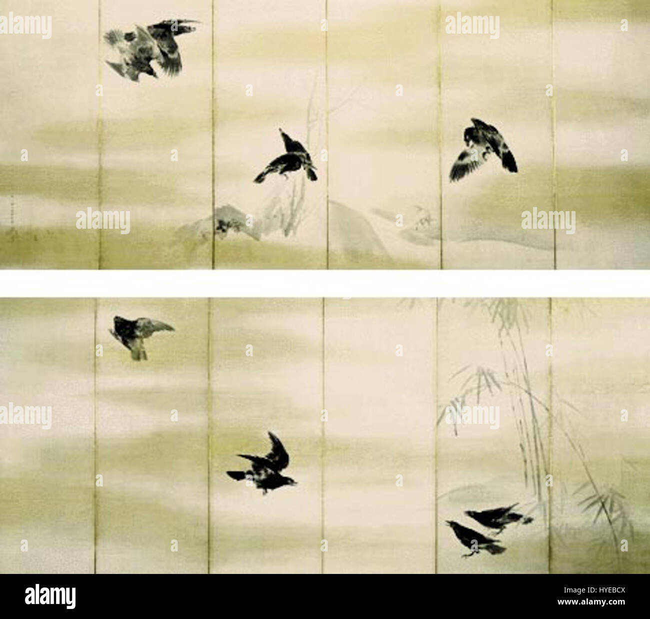 'Crows' by Maruyama Okyo is a well-known Japanese painting that depicts ...