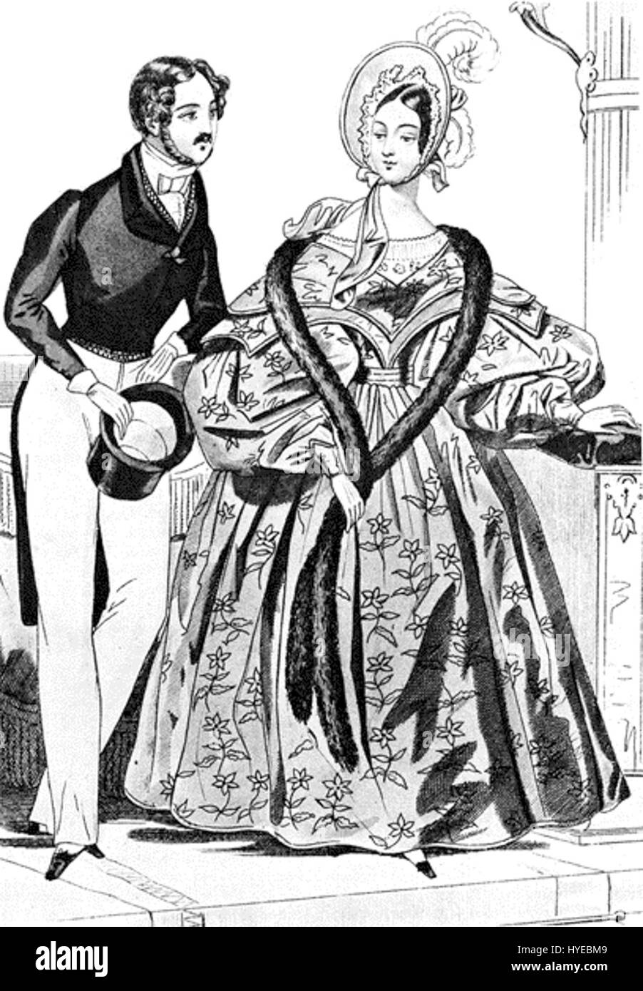 The 1835 'Gazette de Salons' fashion plate showcases the clothing ...