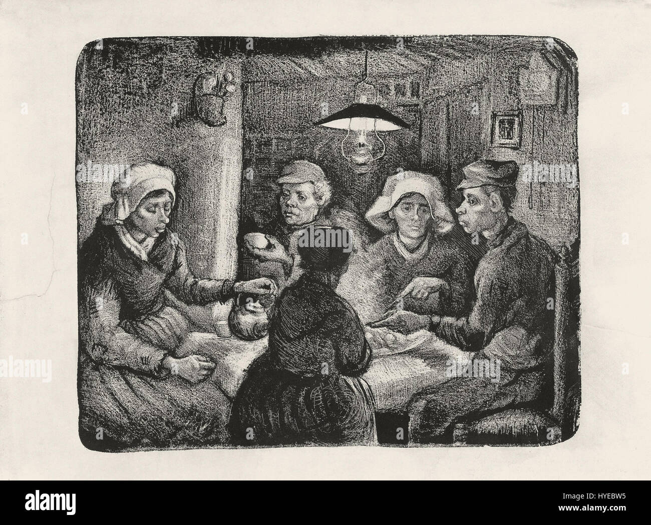 This Spanish painting depicts rural peasants in the act of eating ...