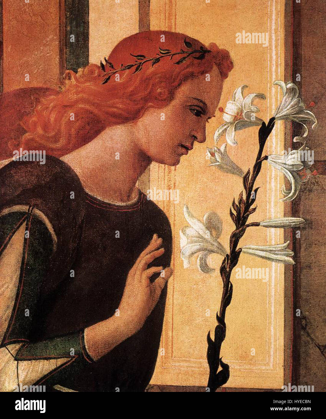 Bellini, Giovanni Angel Announcing, detail Stock Photo - Alamy