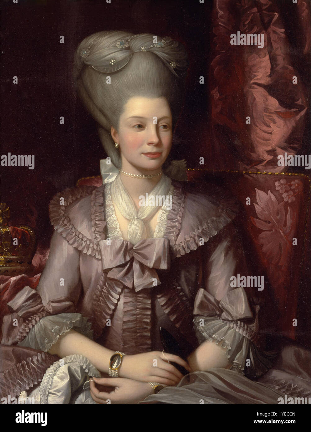 Benjamin West’s painting 'Queen Charlotte' portrays the queen consort ...