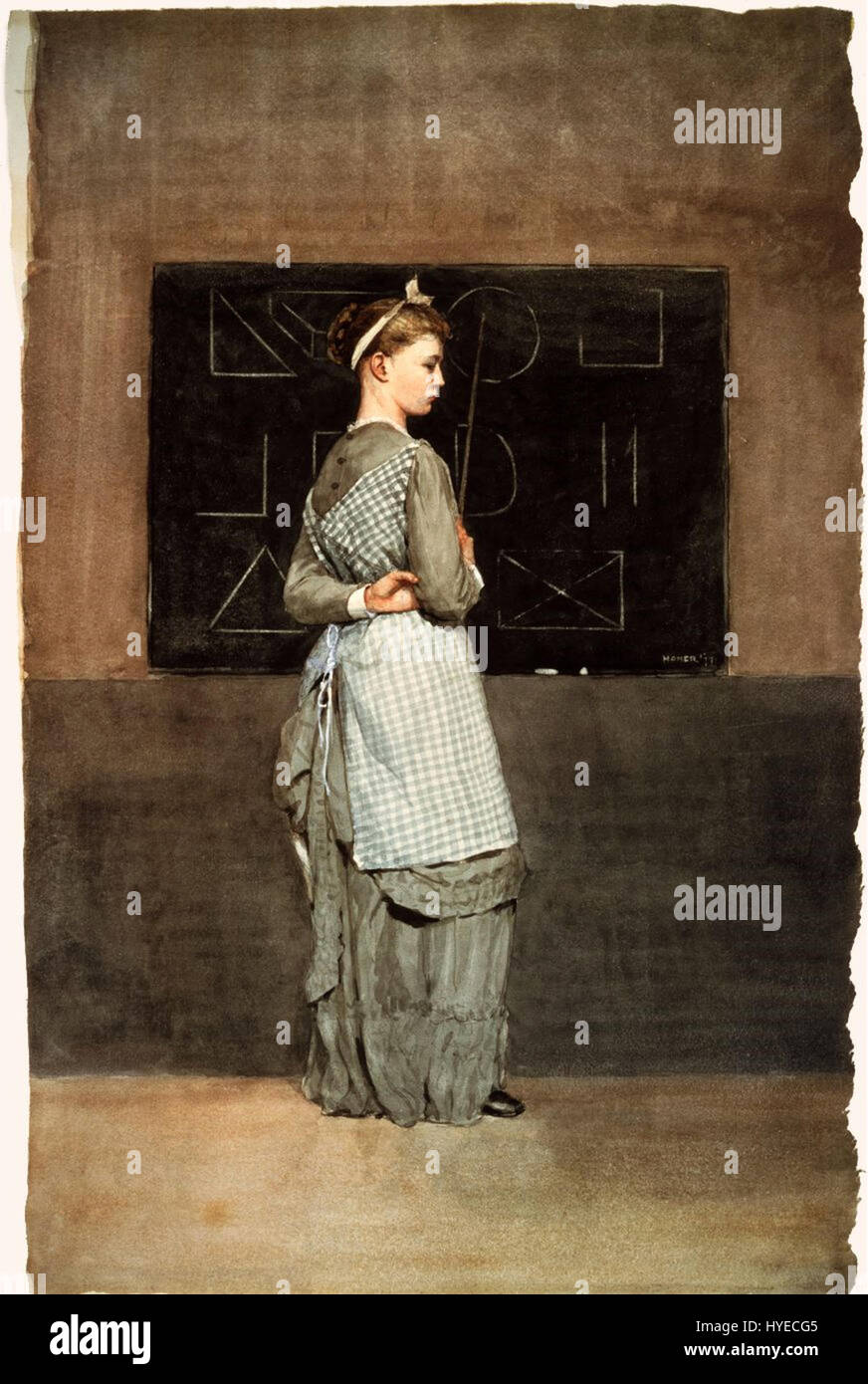 'Blackboard' by Winslow Homer depicts a teacher in a classroom ...