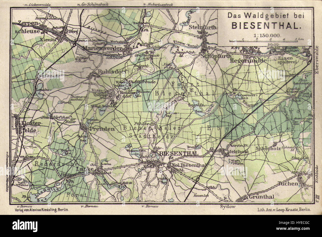 A map of Biesenthal, Germany, from 1901, illustrating the town's layout ...