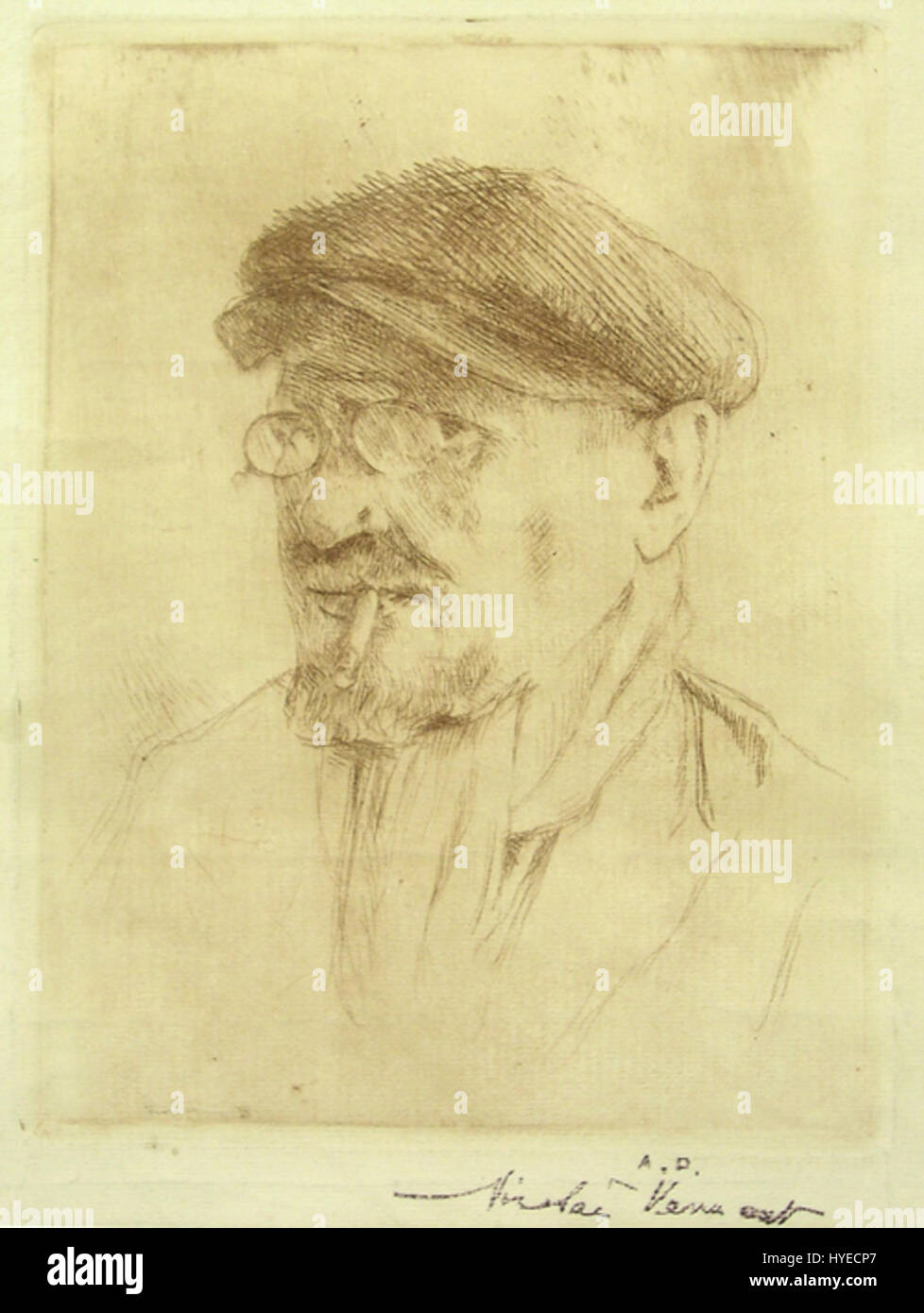 'Autoportret cu sapca' (Self-Portrait with Hat) by Nicolae Vermont is a ...