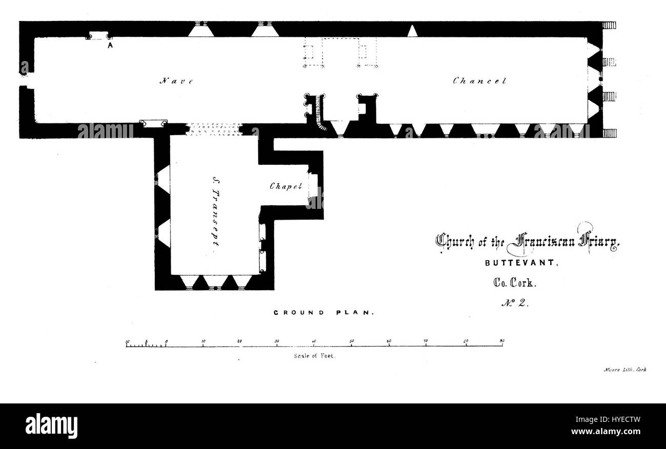 Richard R. Brash’s 1852 ground plan of Buttevant Friary showcases the ...