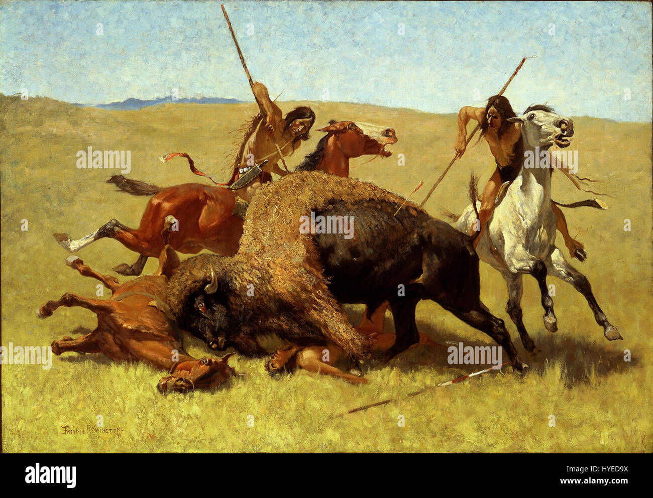 Frederic Remington’s 'The Buffalo Hunt' captures the dynamic and ...