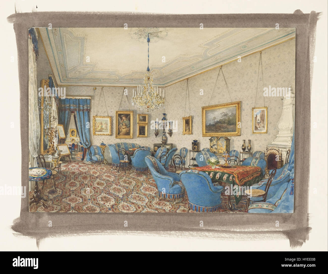 Franz Alt's painting 'A Salon in Vienna' captures a lively scene in a ...