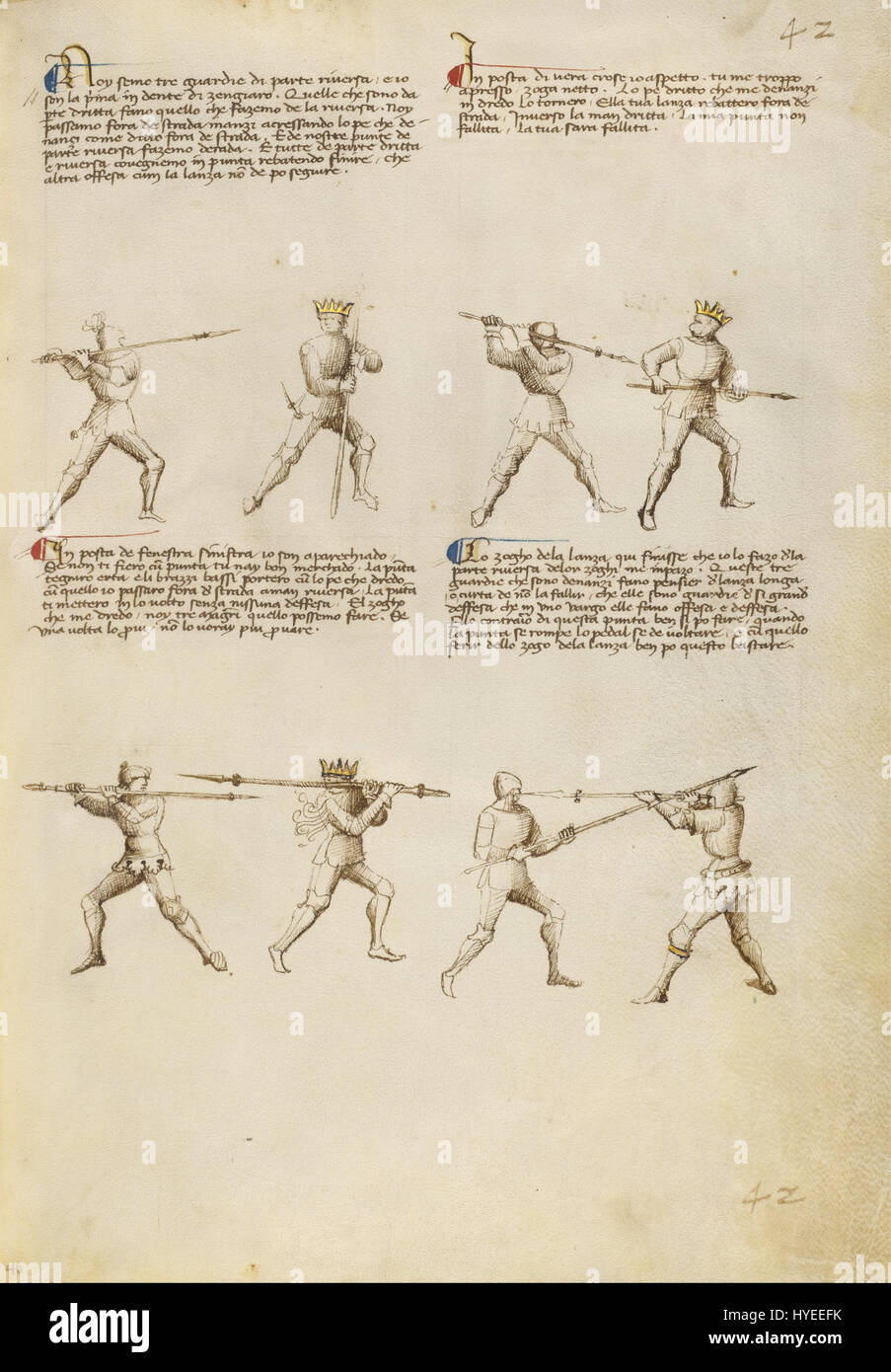 This manuscript, 'Fiore dei Liberi Combat with Lance,' illustrates ...