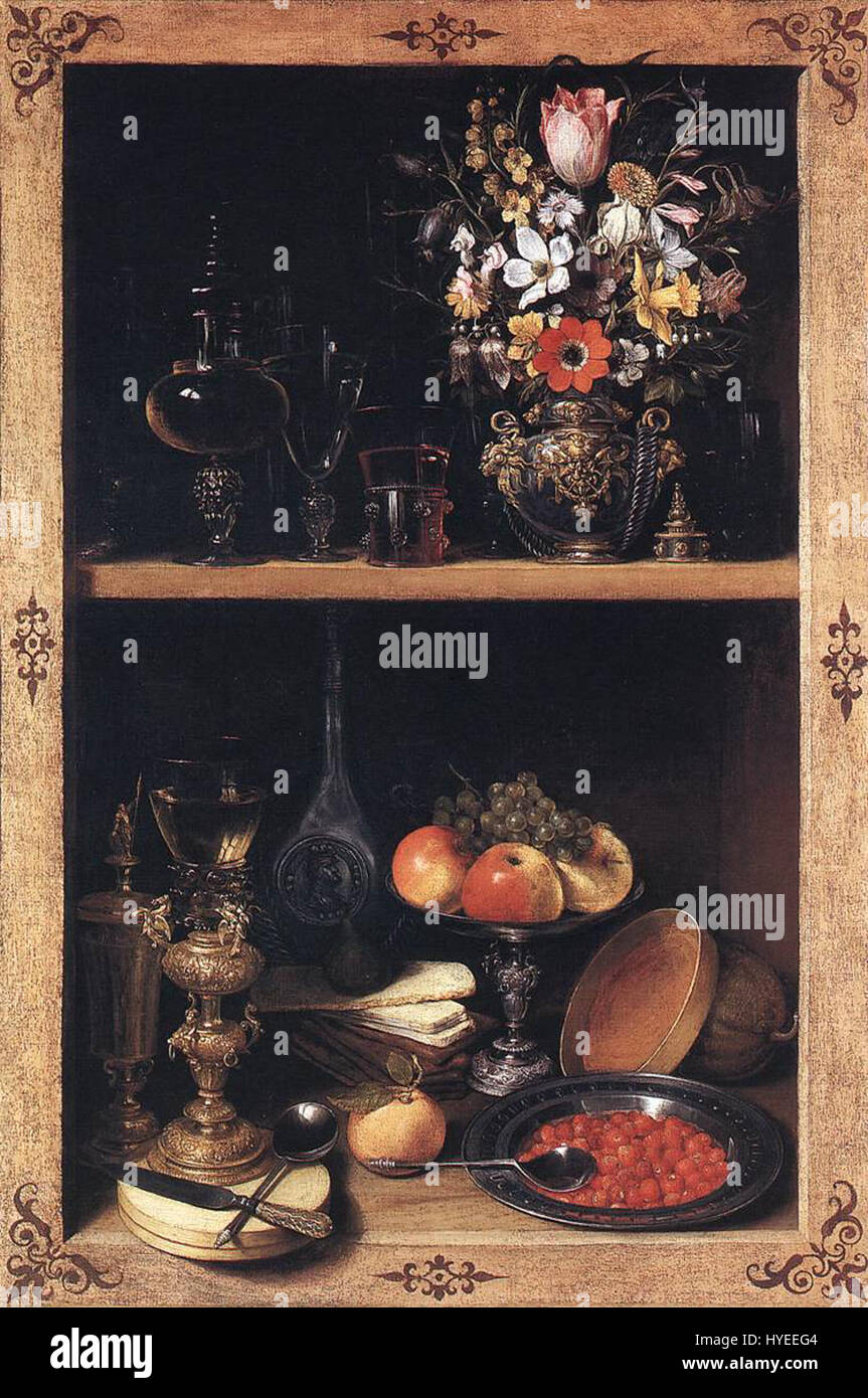 'Cupboard' by George Flegel is a still-life painting that depicts a ...