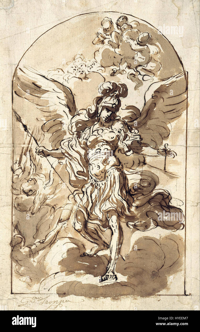 This is a depiction by Girolamo Troppa of the Archangel Michael, a ...