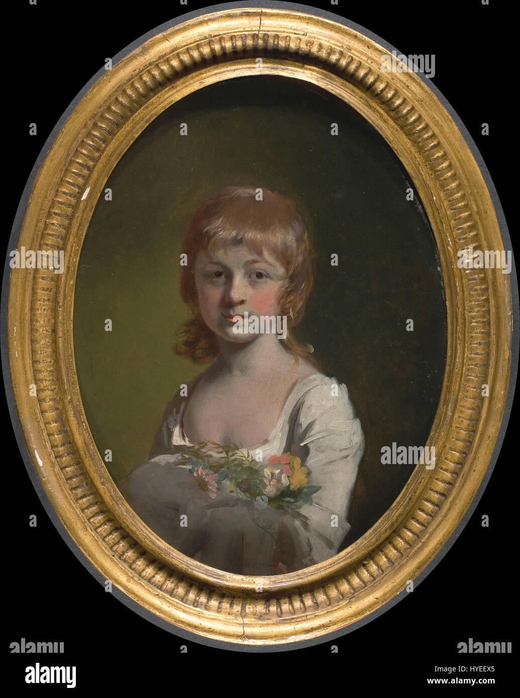 This painting by Henry Walton, titled 'Girl with a Bouquet of Flowers ...