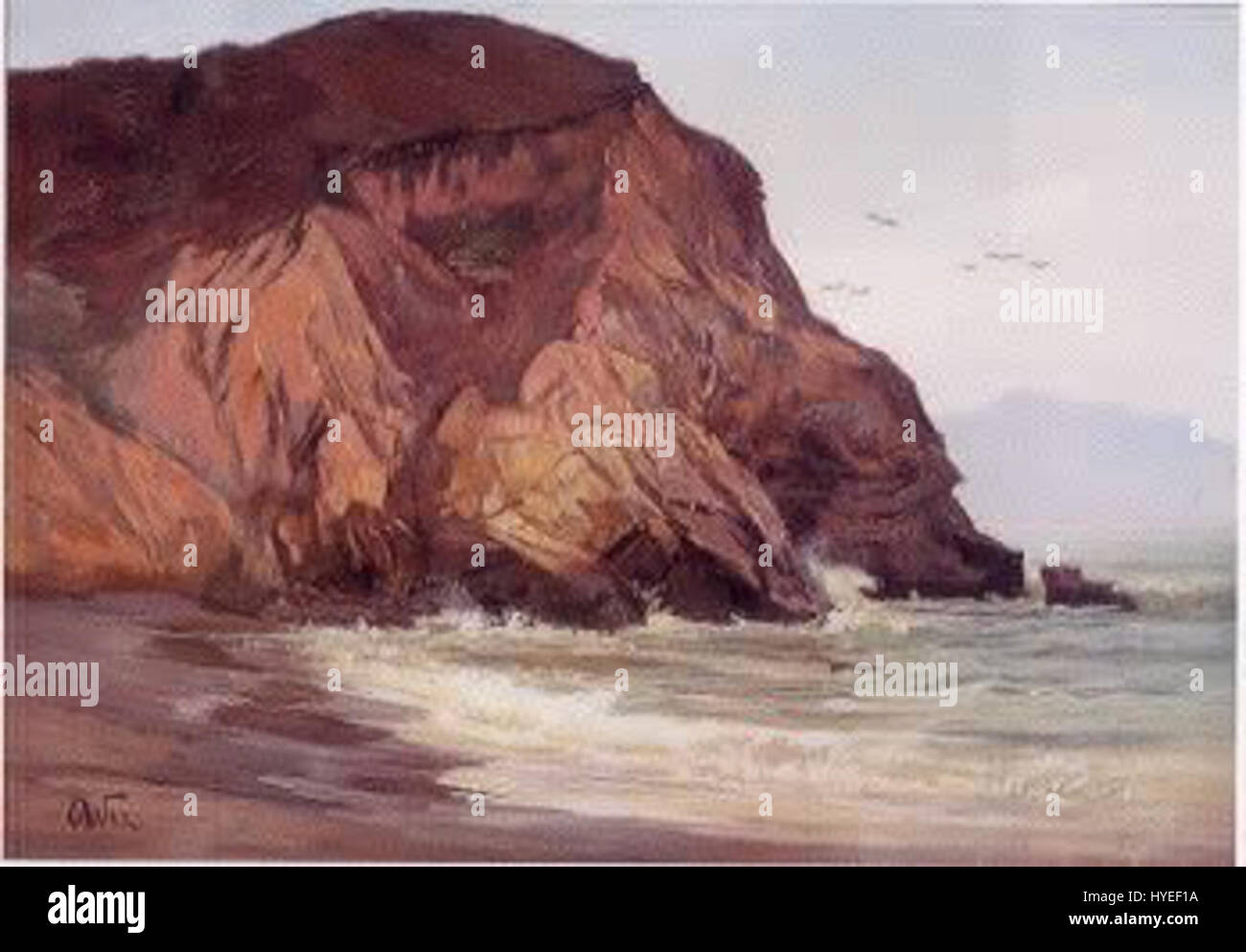 Henry Otto Wix 'Rocky Coast with Birds', oil on canvas Stock Photo - Alamy