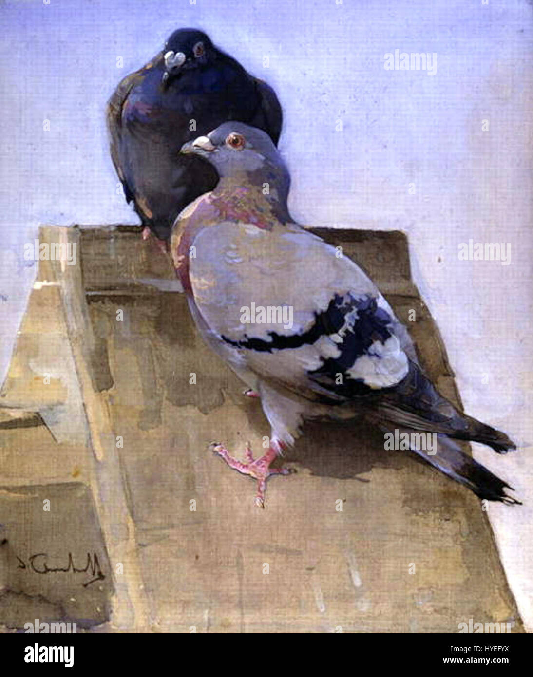 Joseph Crawhall’s 'Pigeons on the Roof' captures a tranquil yet lively ...