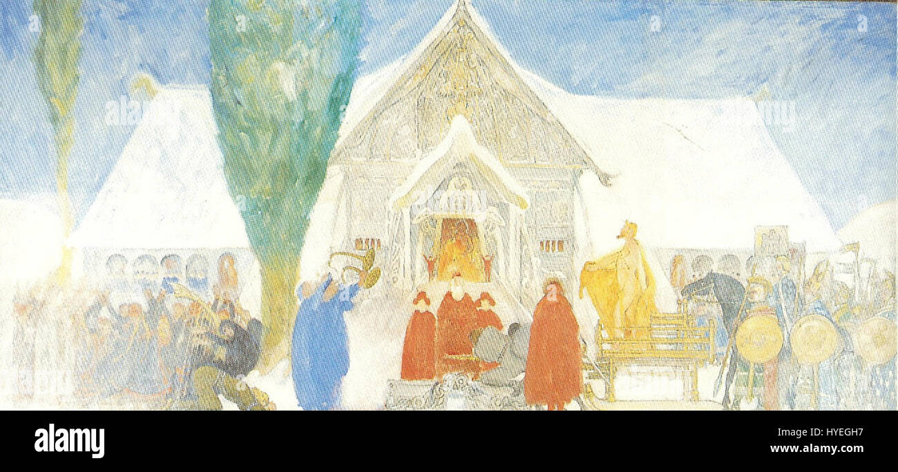 'Midvinterblot, second sketch' (1913) by Carl Larsson is a preparatory ...