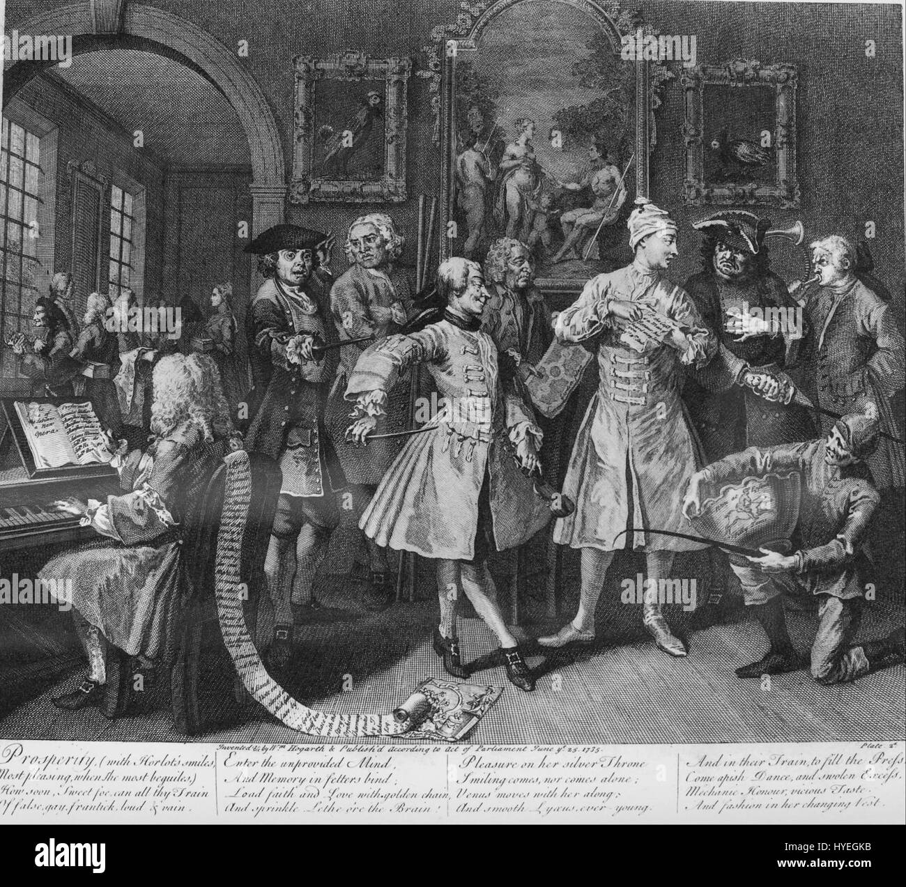 'A Rake's Progress, Plate 2' by William Hogarth depicts the protagonist ...