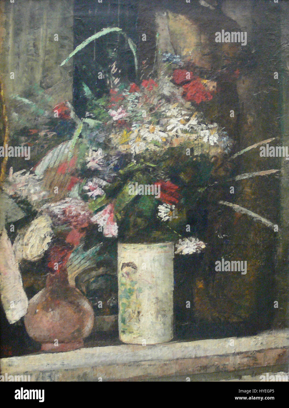 Lesser Ury, a German artist, painted 'Blumen auf dem Kamin' (Flowers on ...