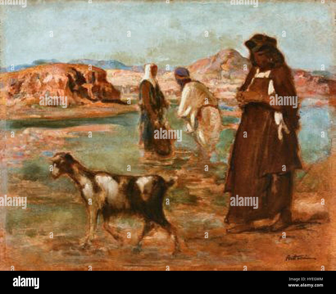 Louis Ferdinand Antoni Femmes arabes dans un oued Stock Photo - Alamy