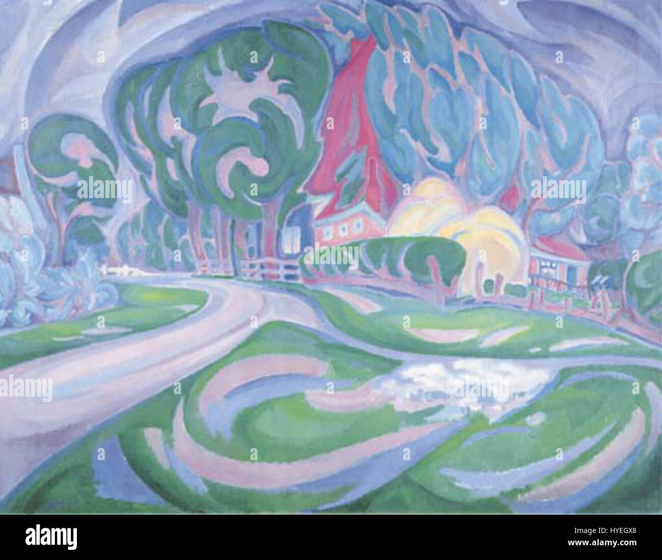 Leo Gestel's 'Landweg in Bergen' (1912) depicts a rural landscape in a ...