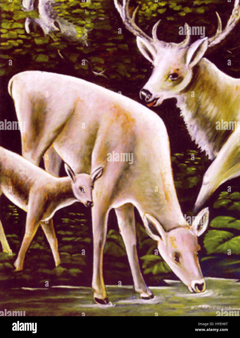 Niko Pirosmani's painting 'Deer Family at Waterhole' captures the ...