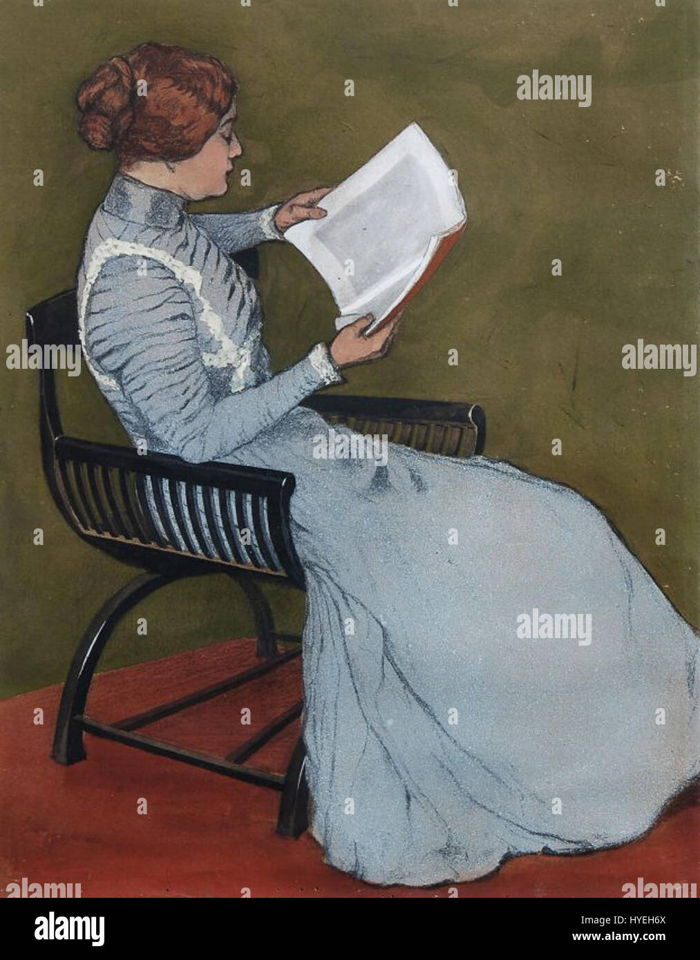 'Lesende im Scherenstuhl' by Max Handrick portrays a person reading in ...