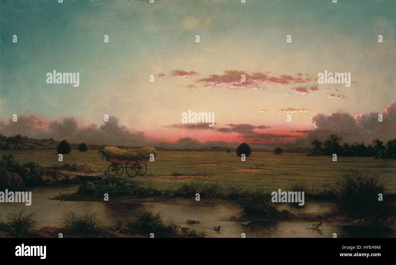'The Marshes at Rhode Island' by Martin Johnson Heade captures the ...