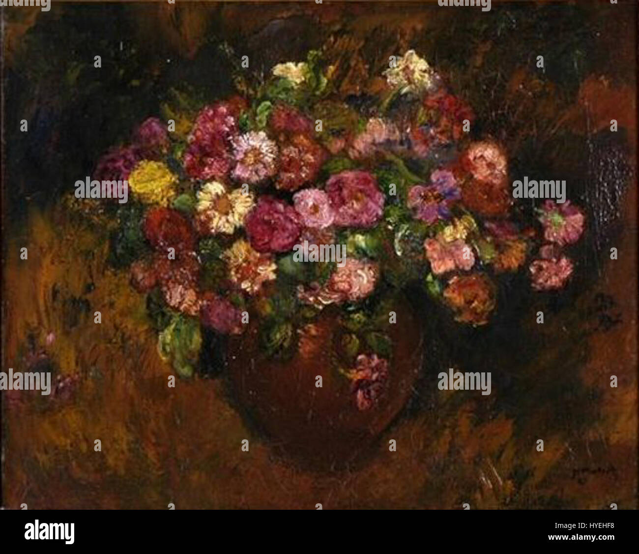 A still life painting by Mihail Simonidi, featuring flowers. The piece ...