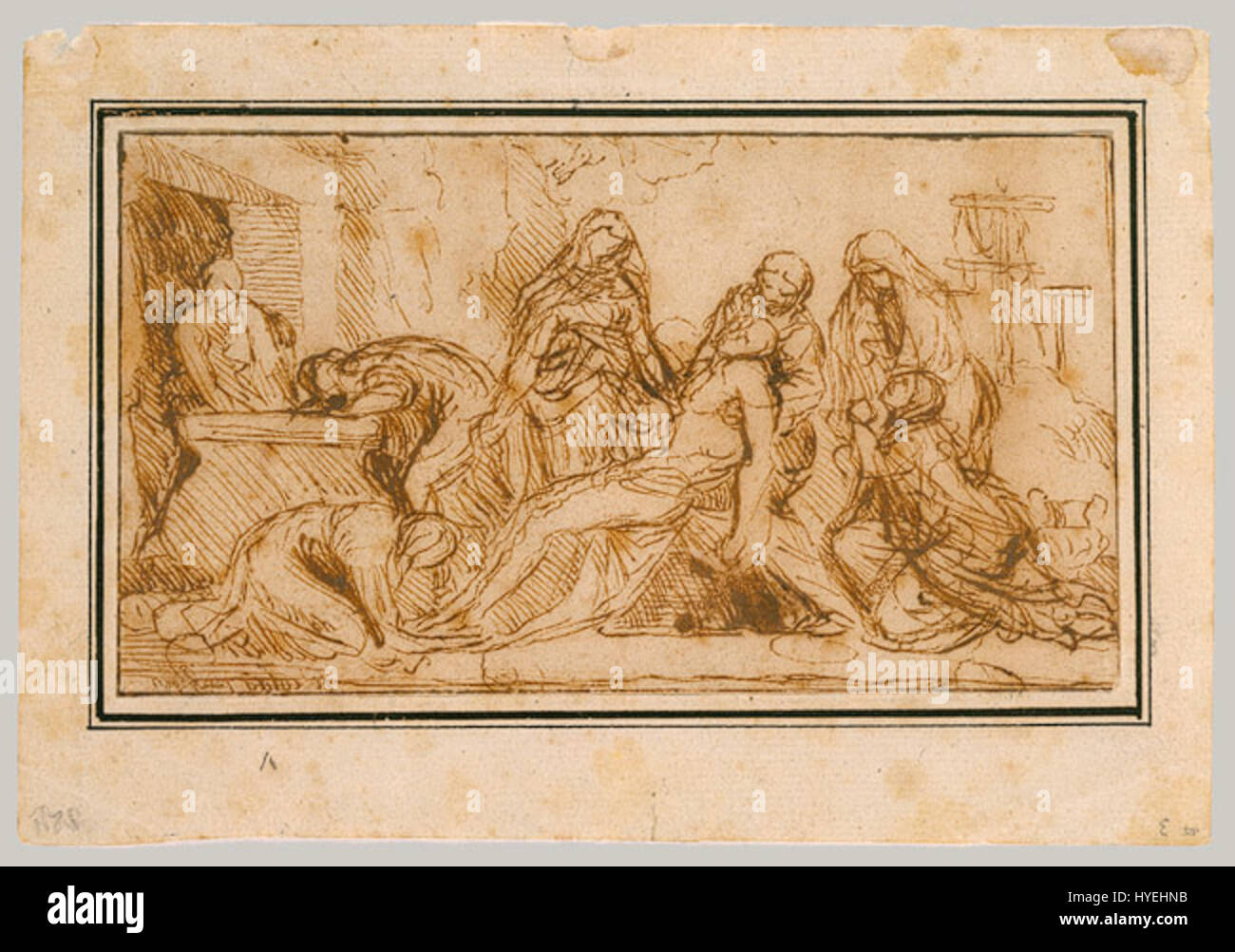 'Lamentation over the Dead Christ' by Nicolas Poussin is a classic Baroque painting depicting ...