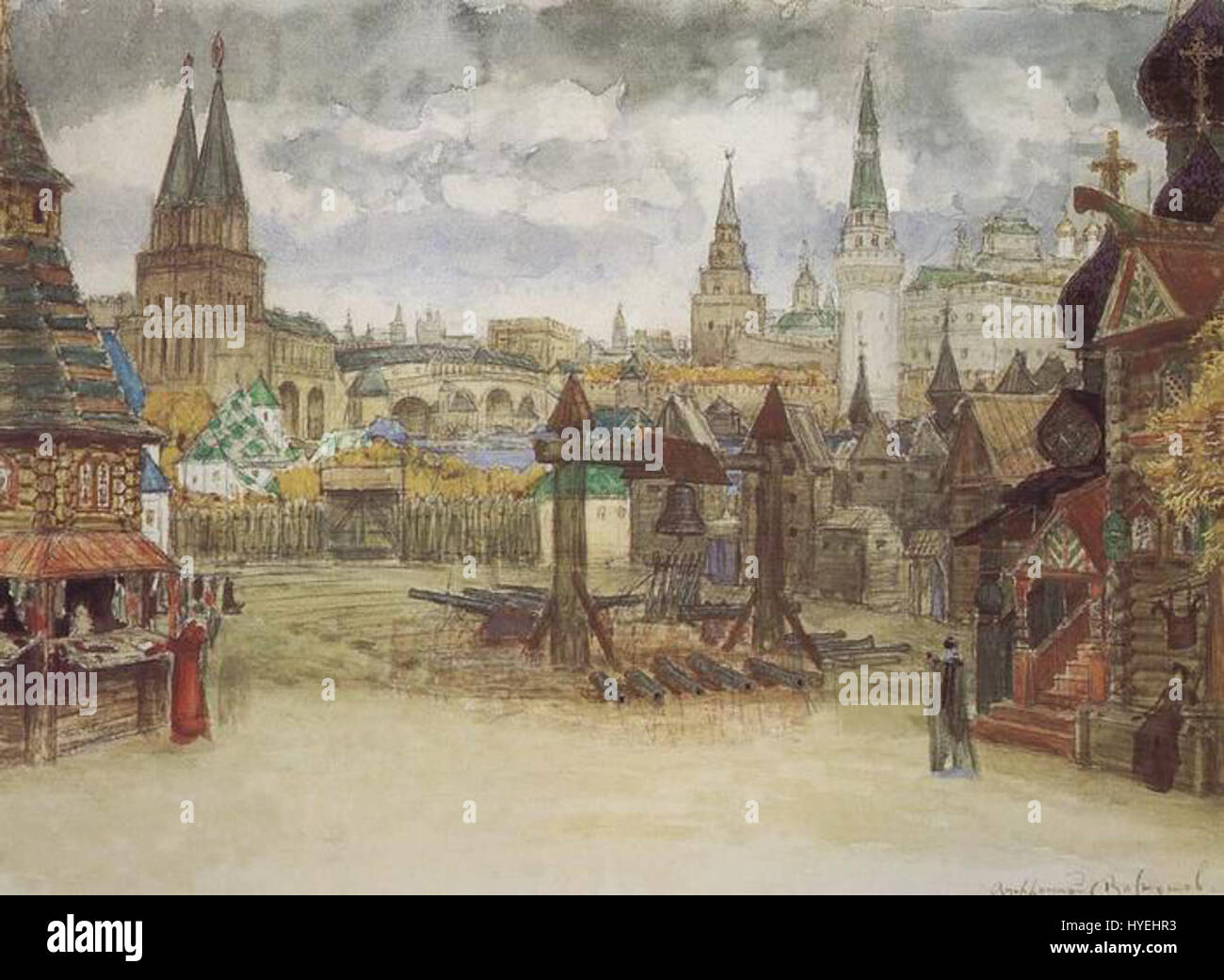 'Streletskaya Sloboda' by Viktor Vasnetsov depicts a historical scene ...