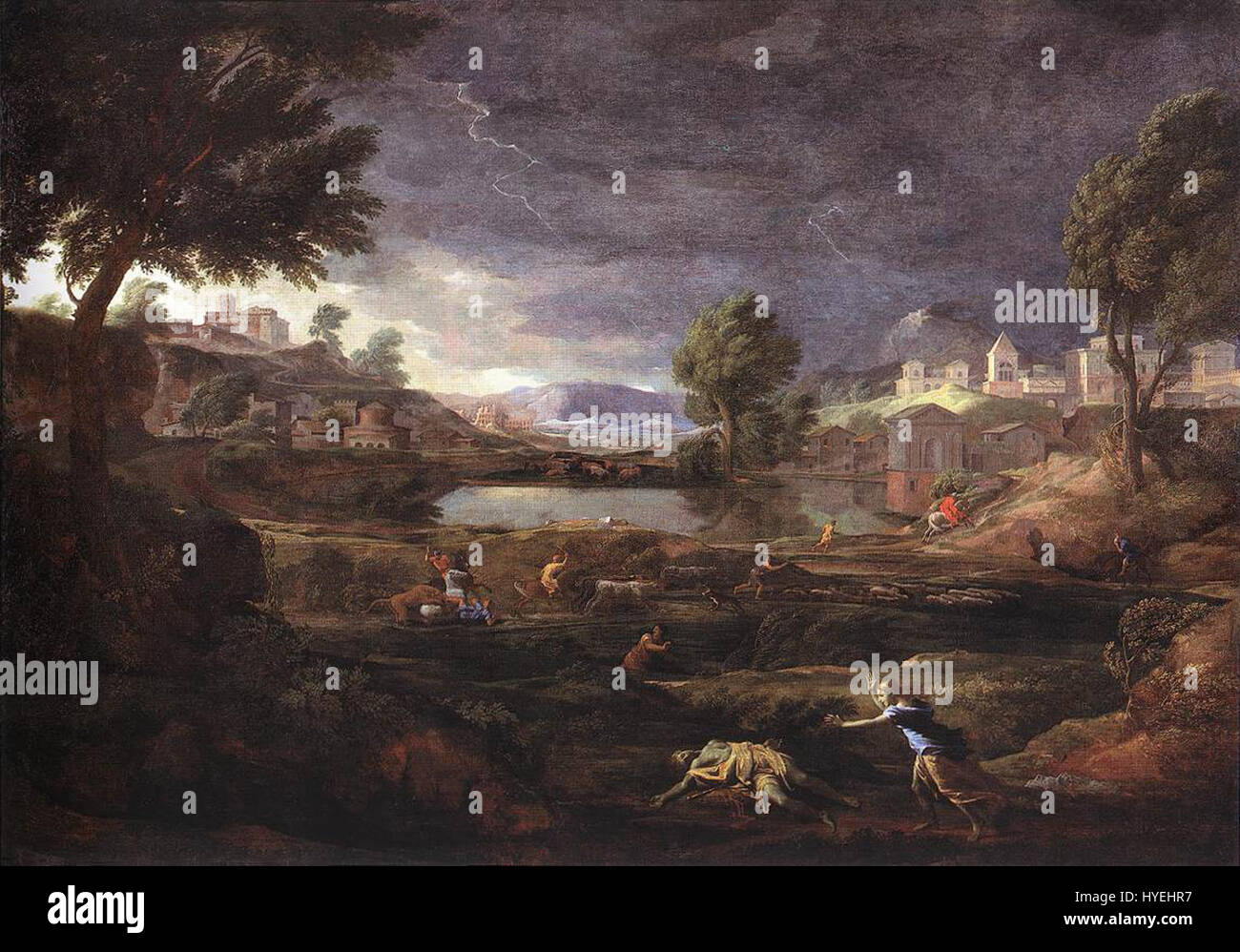 Nicolas Poussin's 'Stormy Landscape with Pyramus and Thisbe' depicts ...