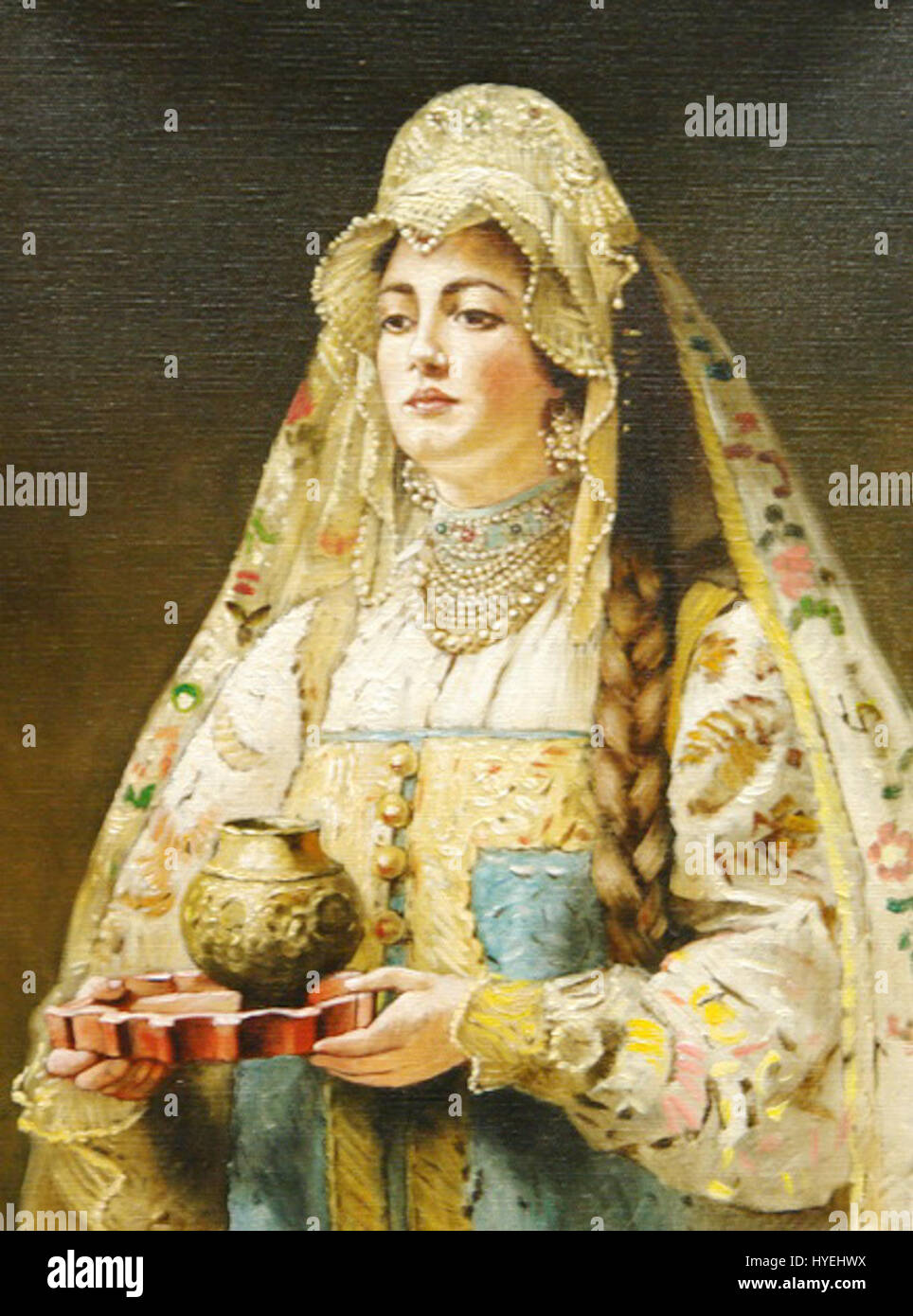Konstantin Makovsky’s painting of a woman in traditional Russian dress ...