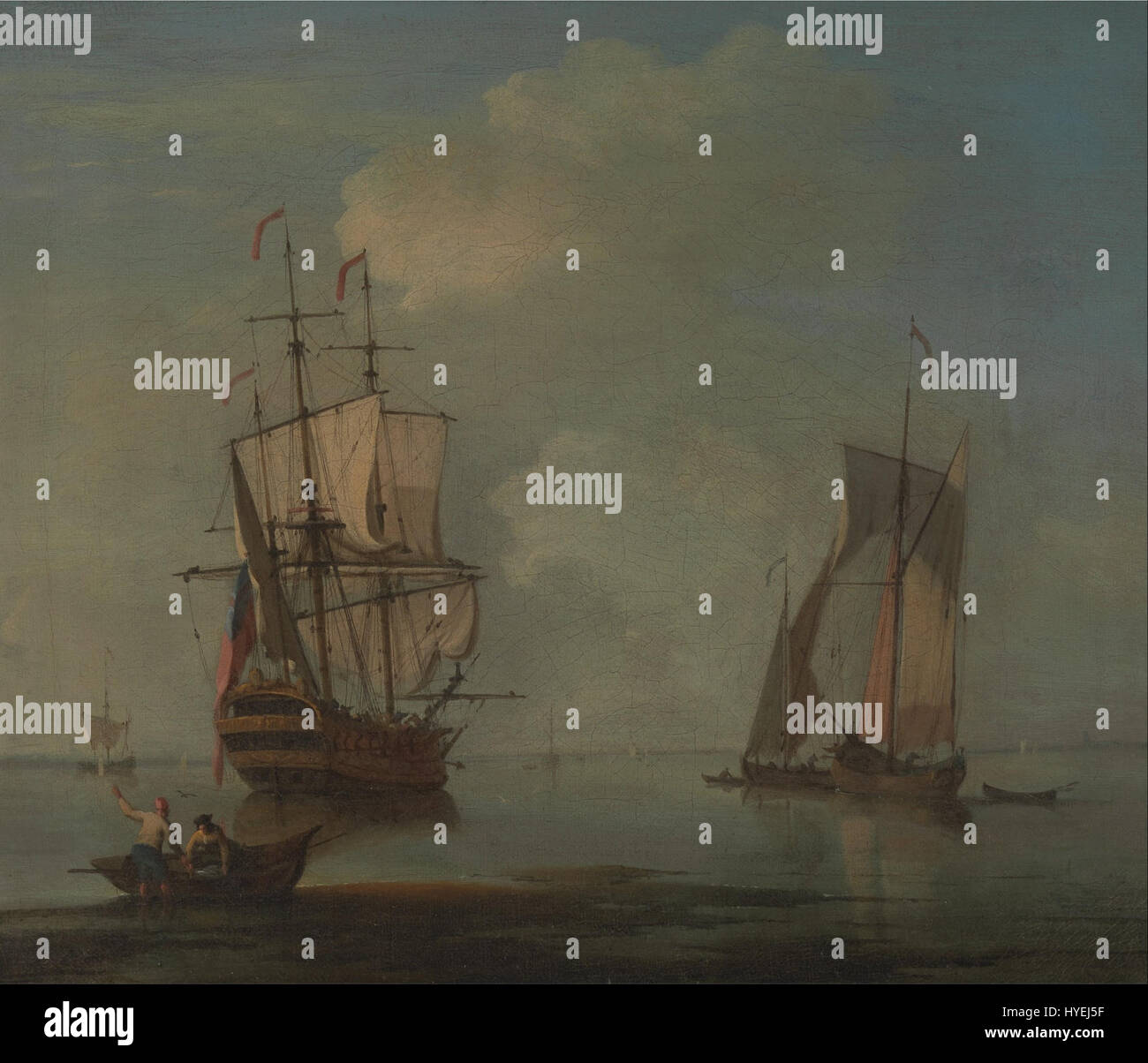 ‘An Evening Calm’ by Peter Monamy is a marine painting that depicts a ...