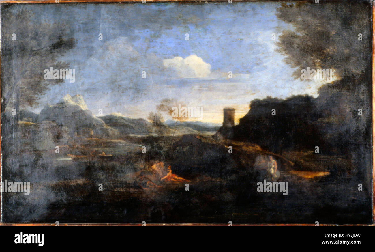 A landscape painting by Nicolas Poussin, known for its classical ...