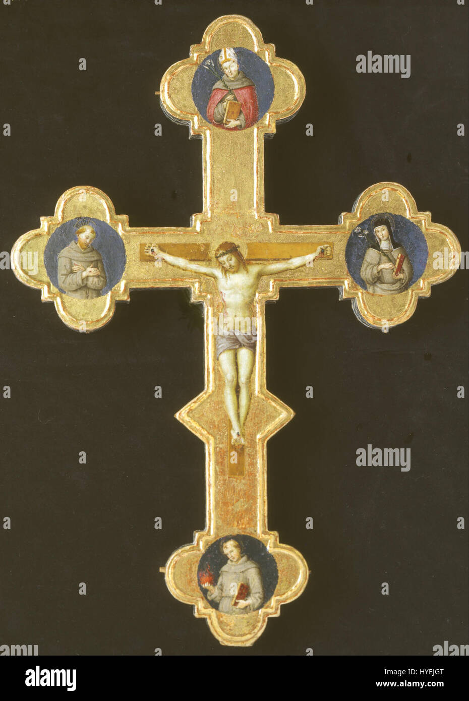 This artwork, attributed to Raphael, depicts a crucifixion scene with ...