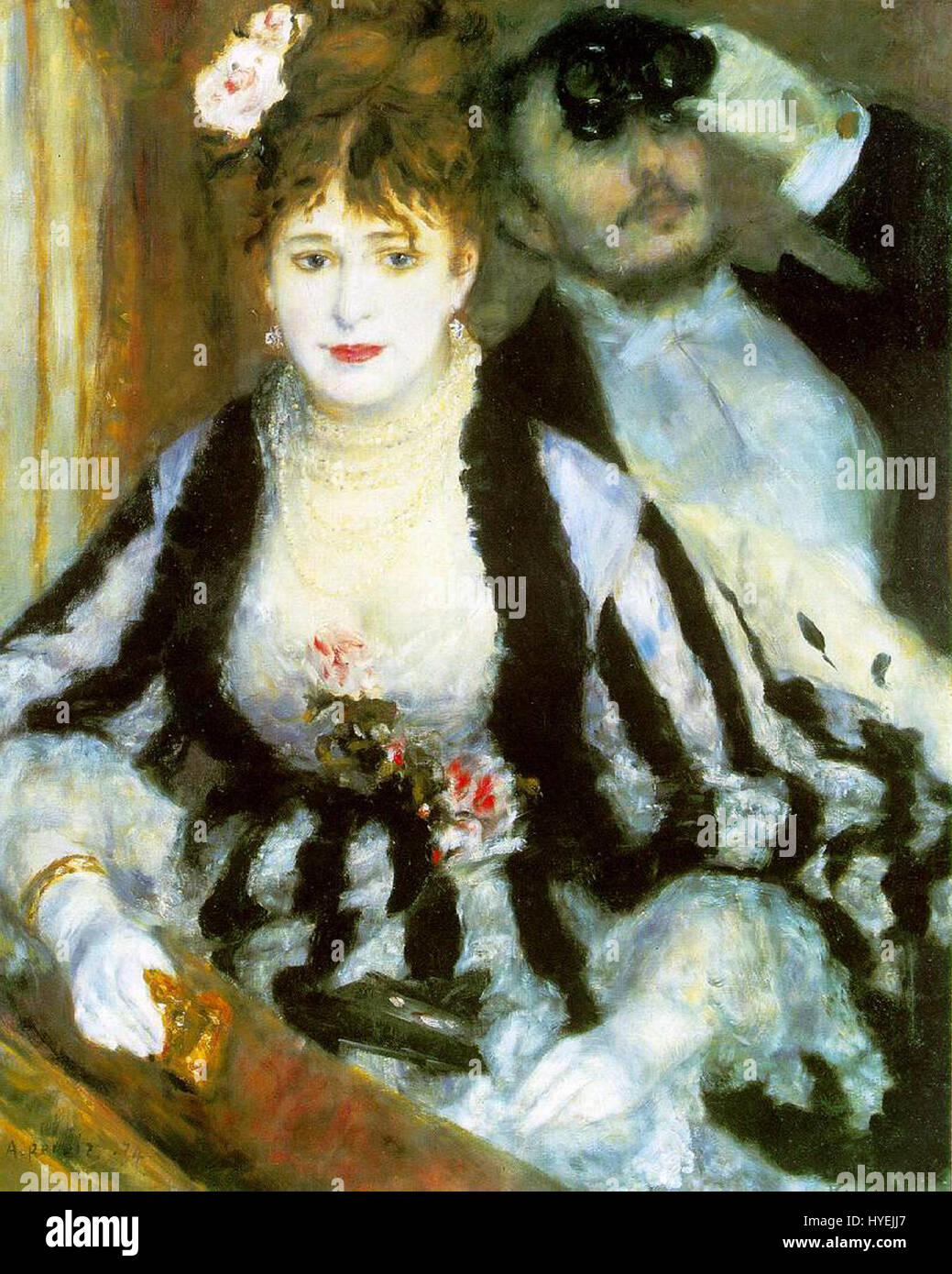 Renoir's 'La loge' (The Theater Box) portrays a couple in a theater box ...