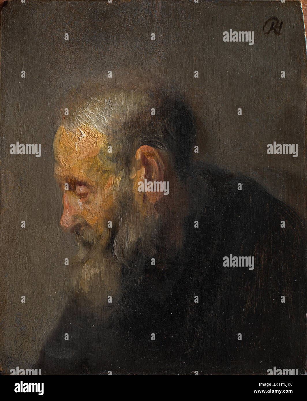 Rembrandt’s 'Study of an Old Man in Profile' is a detailed drawing ...