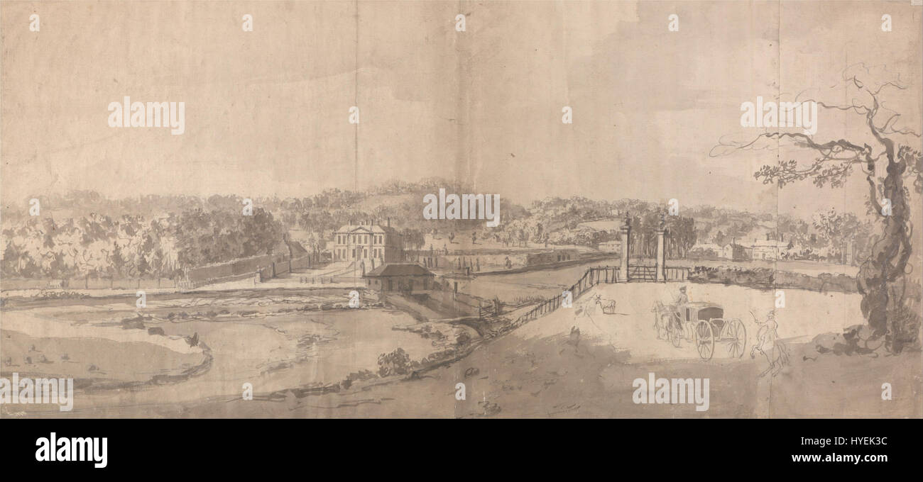 This 18th-century painting by Samuel Scott depicts the view of Eshott ...