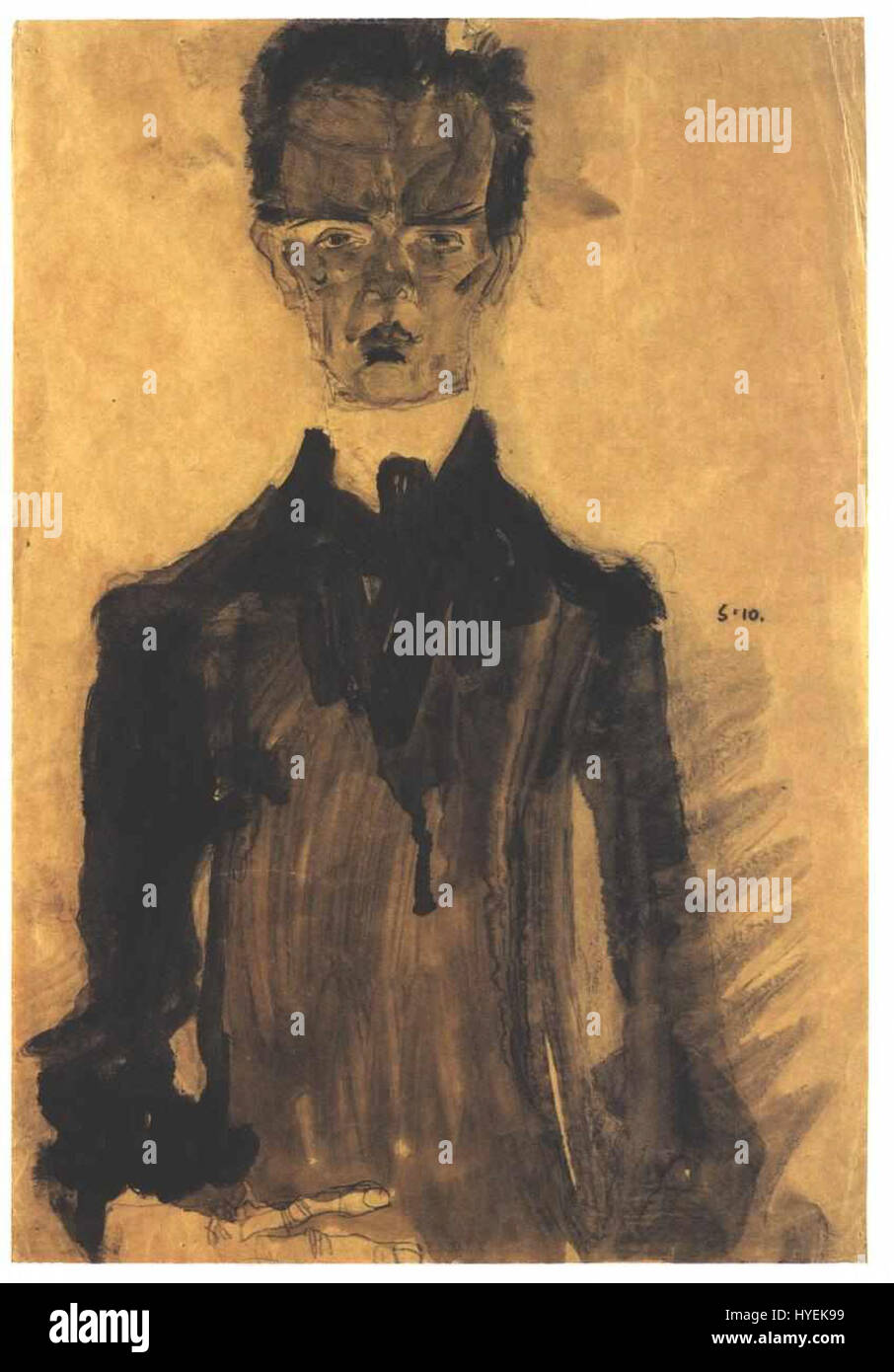 Egon Schiele's 'Self-Portrait in Black Garb' from 1910 demonstrates his ...