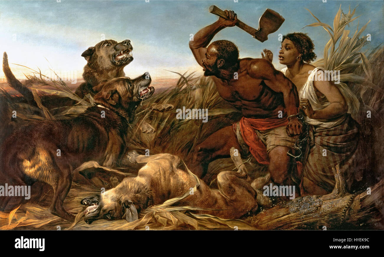 Richard Ansdell’s 'The Hunted Slaves' is a dramatic painting that ...