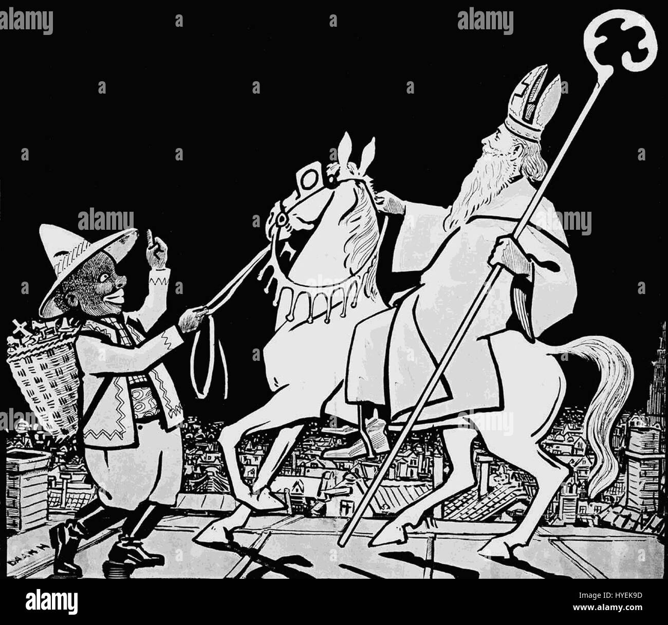 Sint en Piet op dak Daan Hoeksema Stock Photo - Alamy
