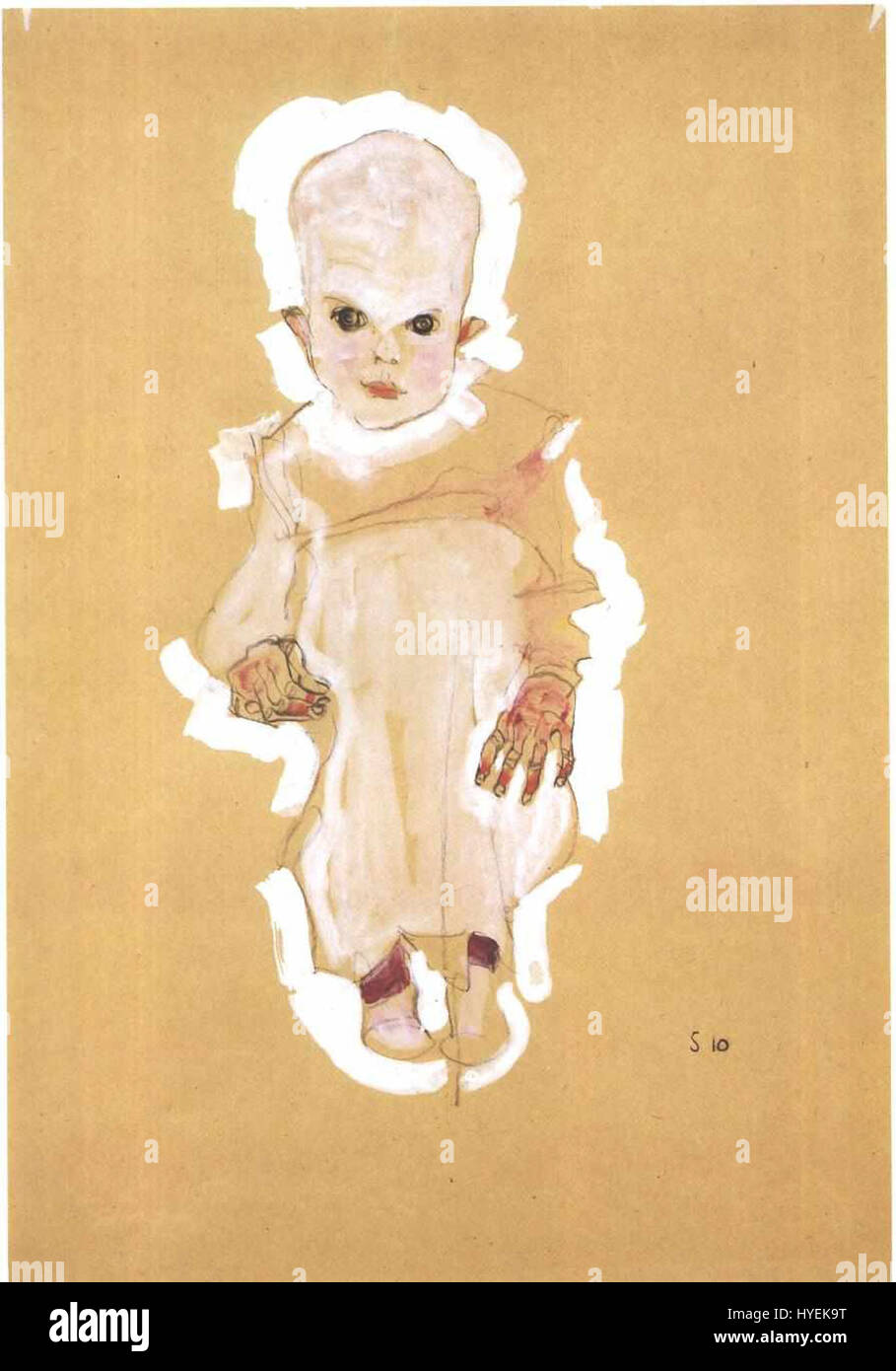 This 1910 artwork by Egon Schiele, titled 'Baby,' captures a raw and ...