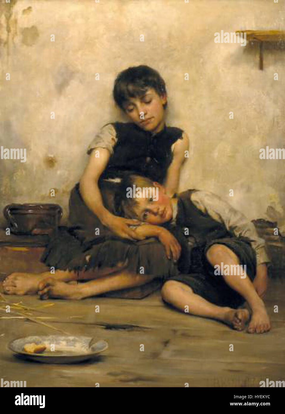 Thomas Kennington’s painting 'Orphans' (1885) depicts a group of ...