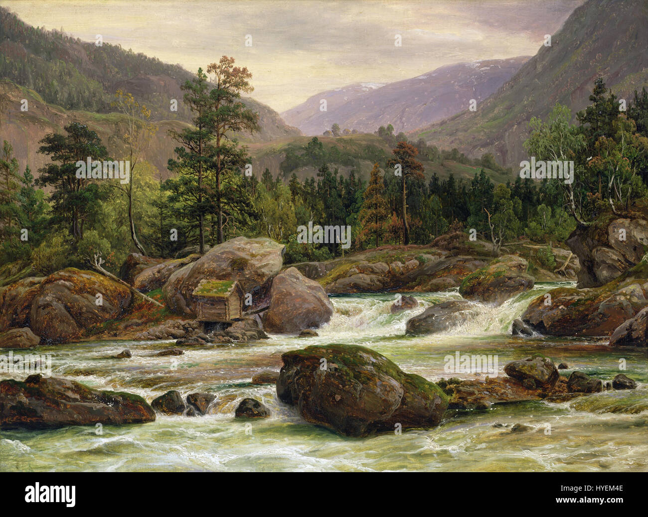 'Norske Fossen' by Thomas Fearnley showcases a dramatic depiction of a ...